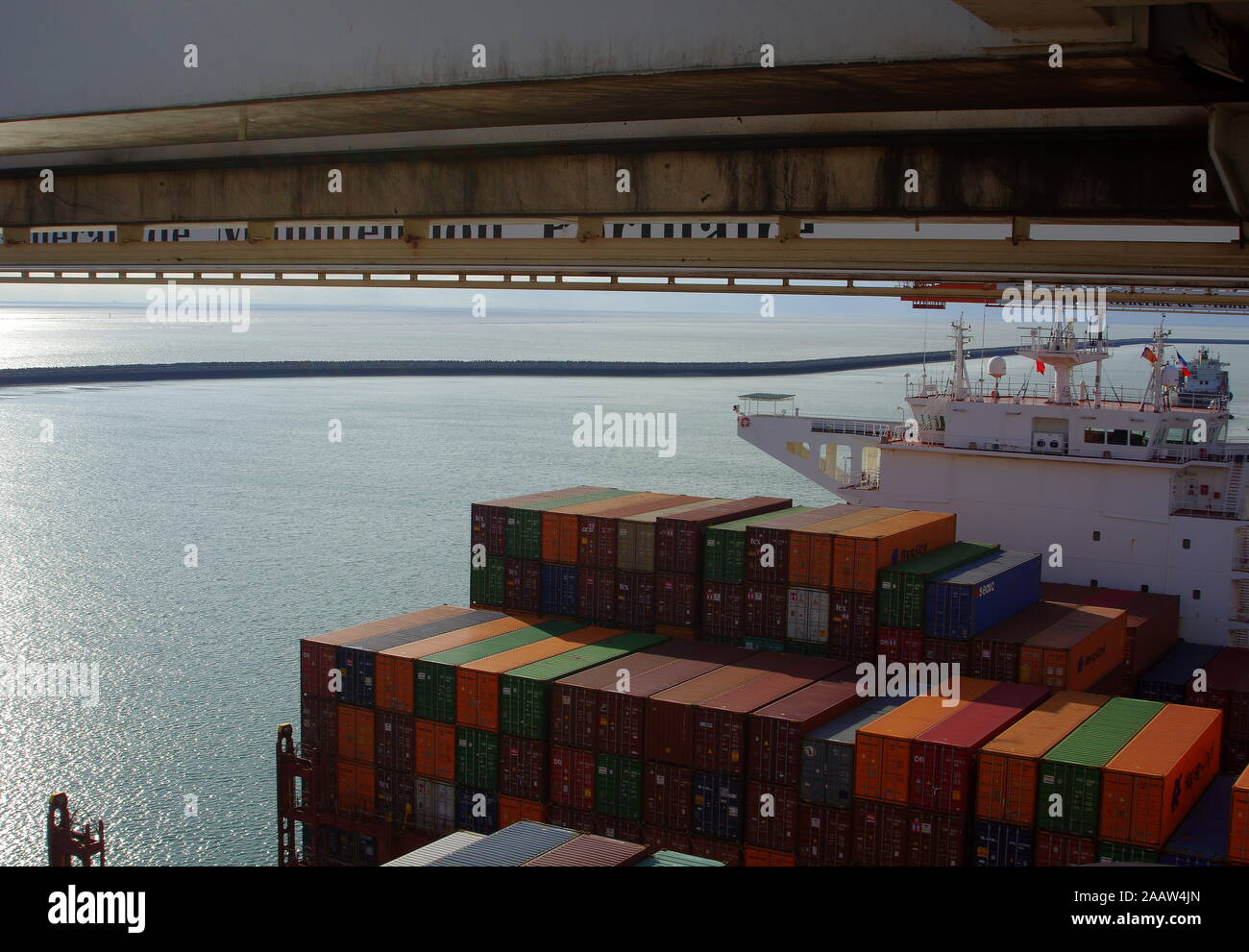 Container ship in export and import business and logistics Stock Photo ...
