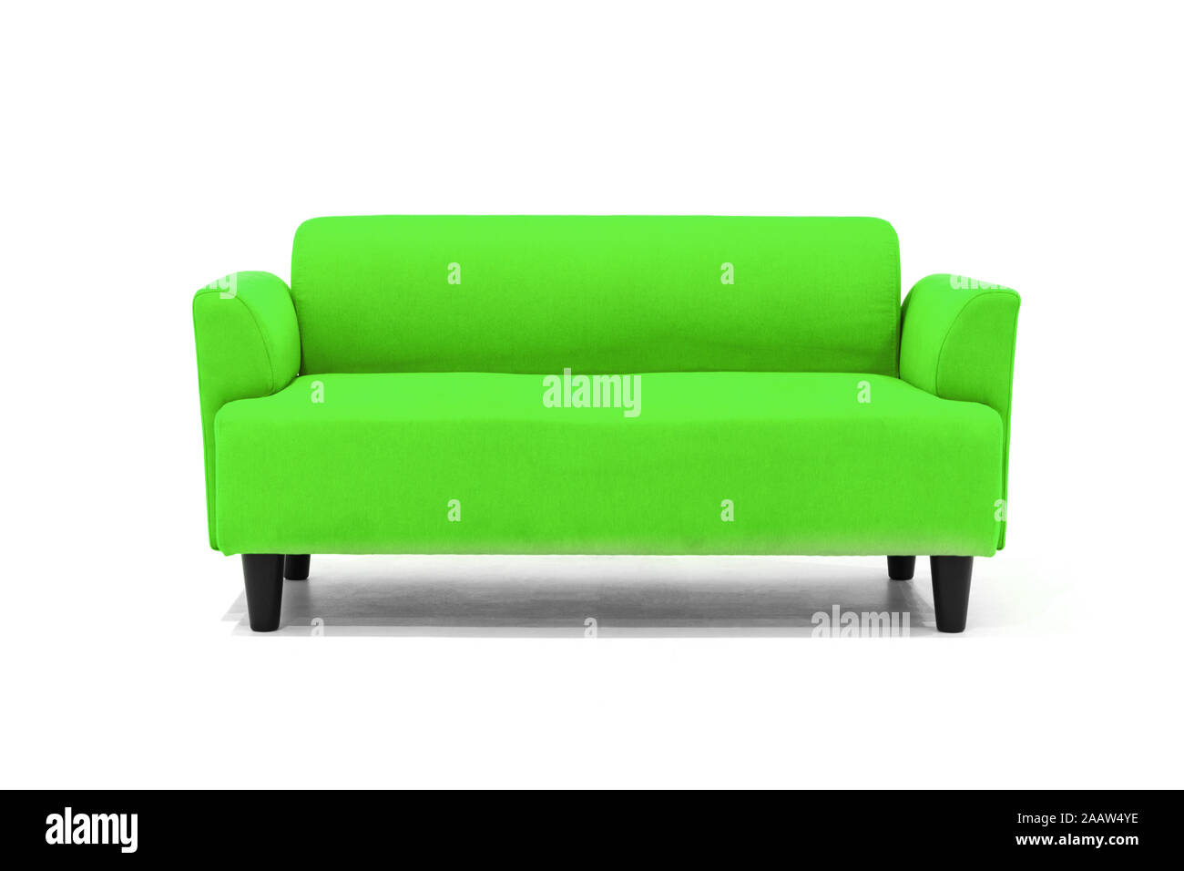 Green Scandinavian style contemporary sofa on white background with ...