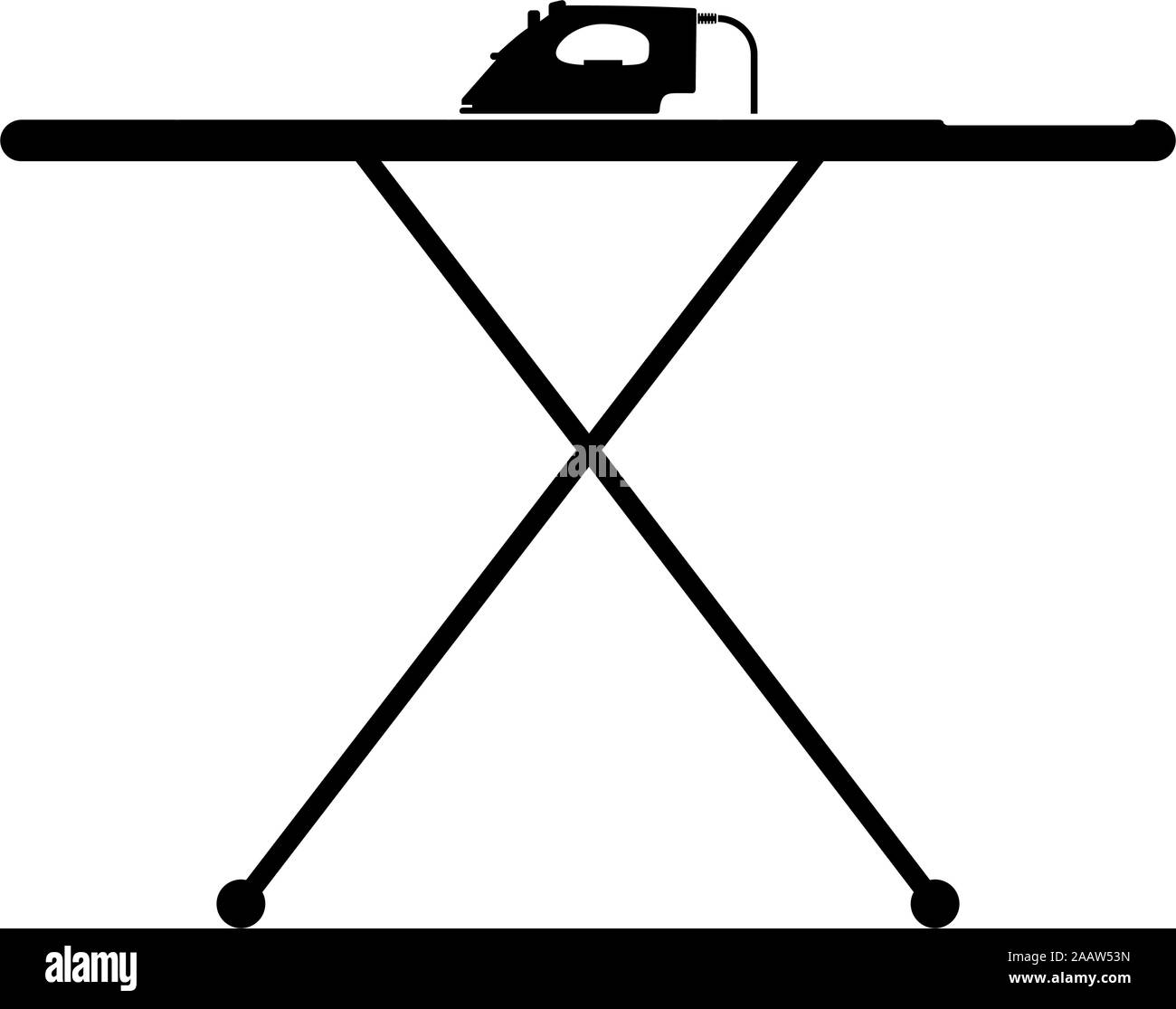 Ironing board with iron icon black color vector illustration flat style ...