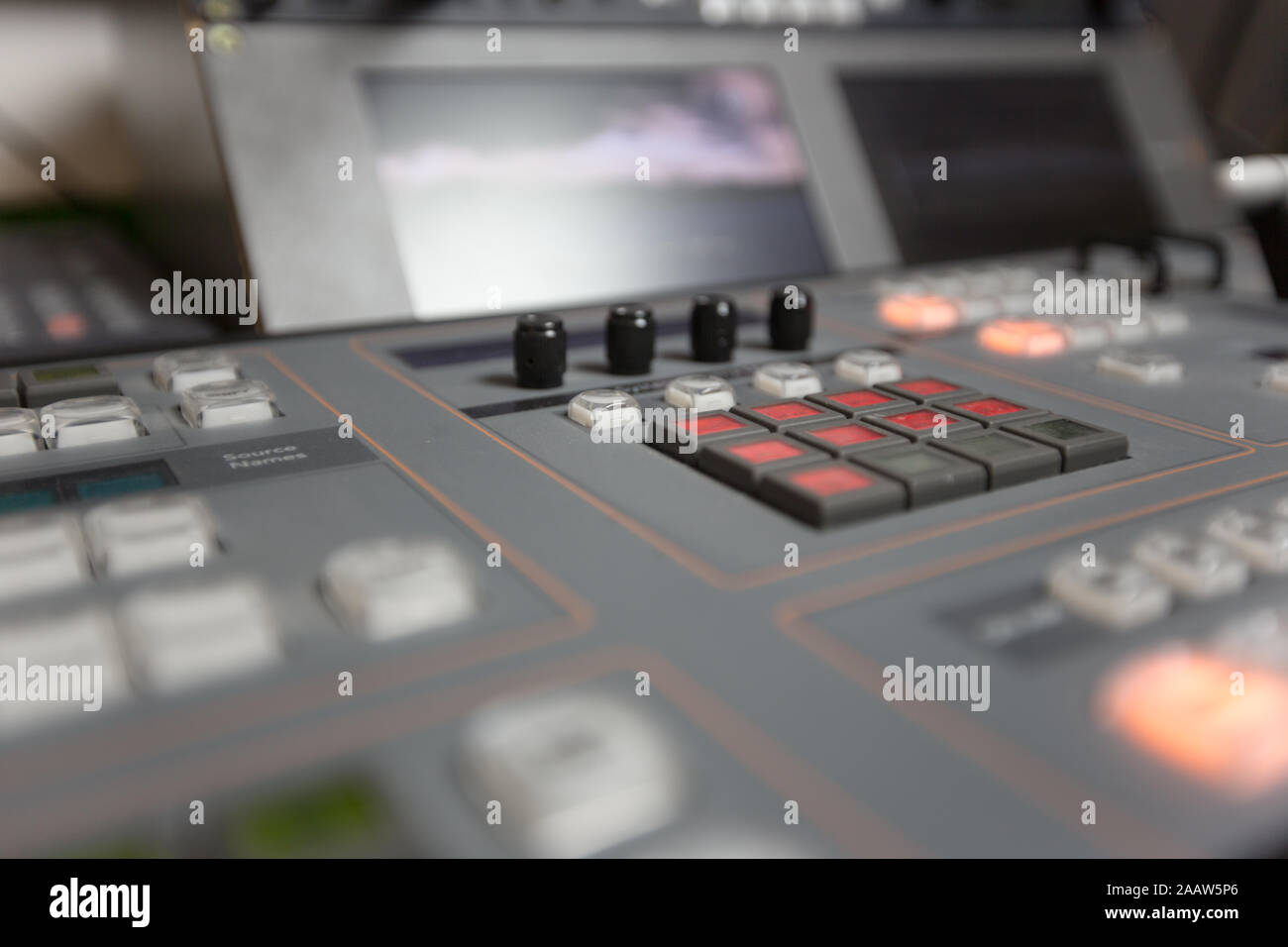 Broadcast studio video and audio switcher mixer Stock Photo - Alamy