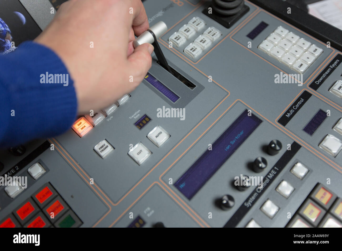Broadcast studio video and audio switcher mixer Stock Photo - Alamy