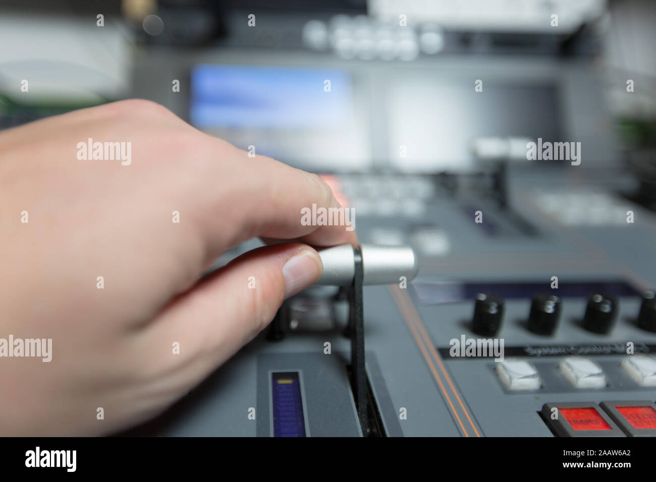 Broadcast studio video and audio switcher mixer Stock Photo - Alamy