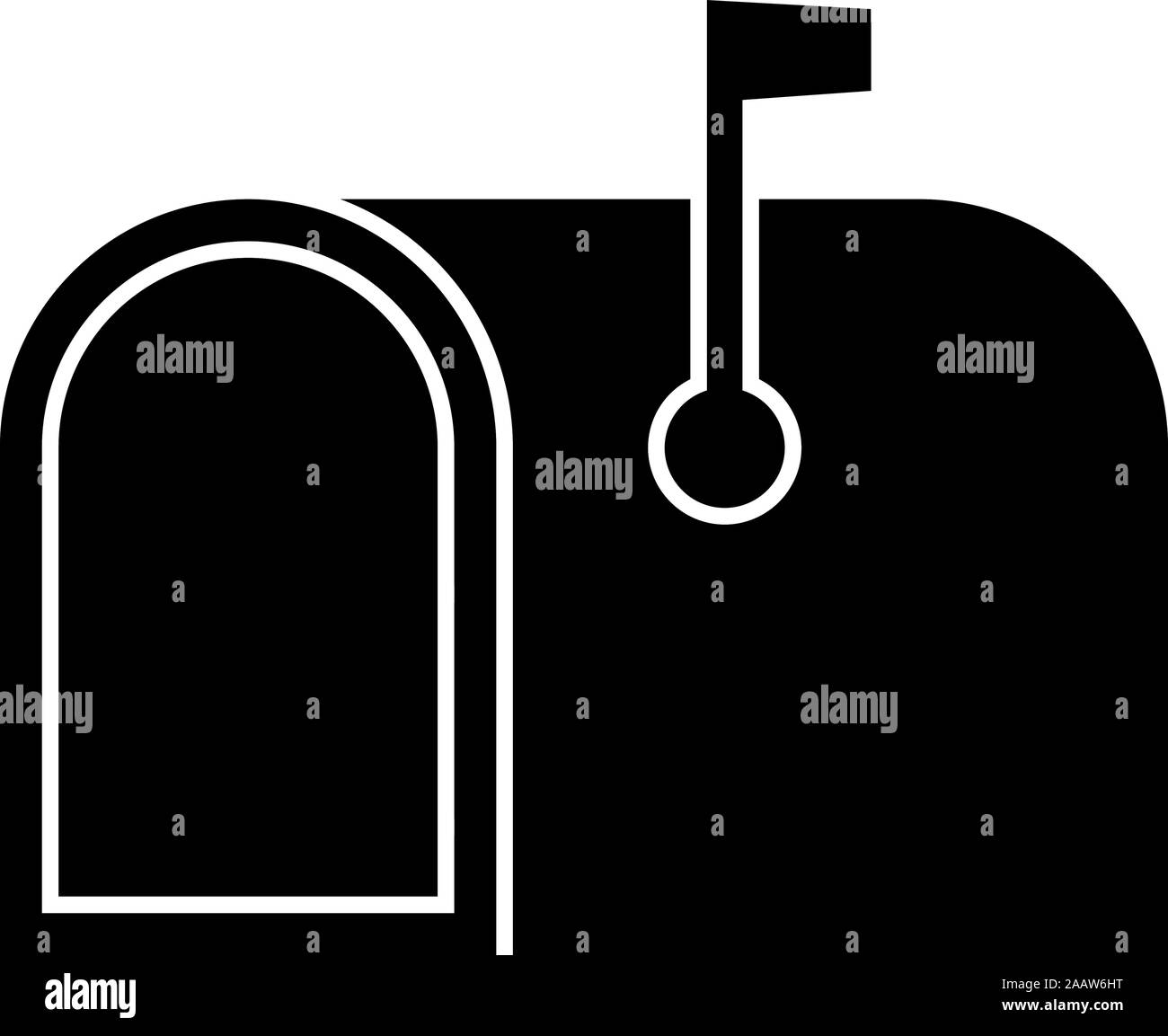 American mail box with flag Pillar-box Postbox icon black color vector ...