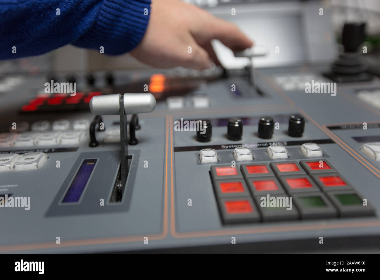 Broadcast studio video and audio switcher mixer Stock Photo - Alamy