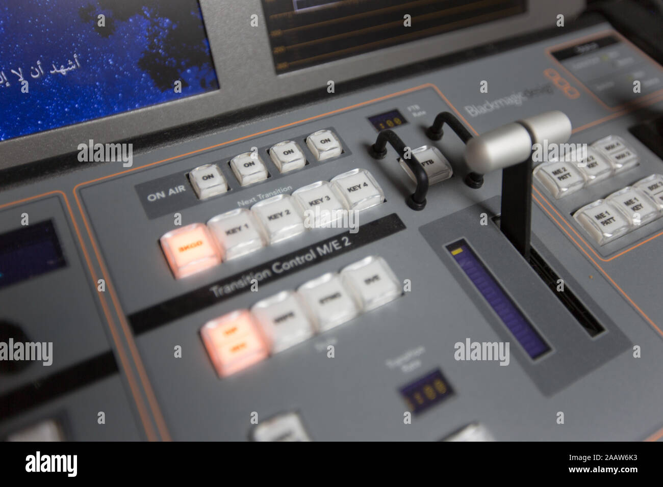 Broadcast studio video and audio switcher mixer Stock Photo - Alamy