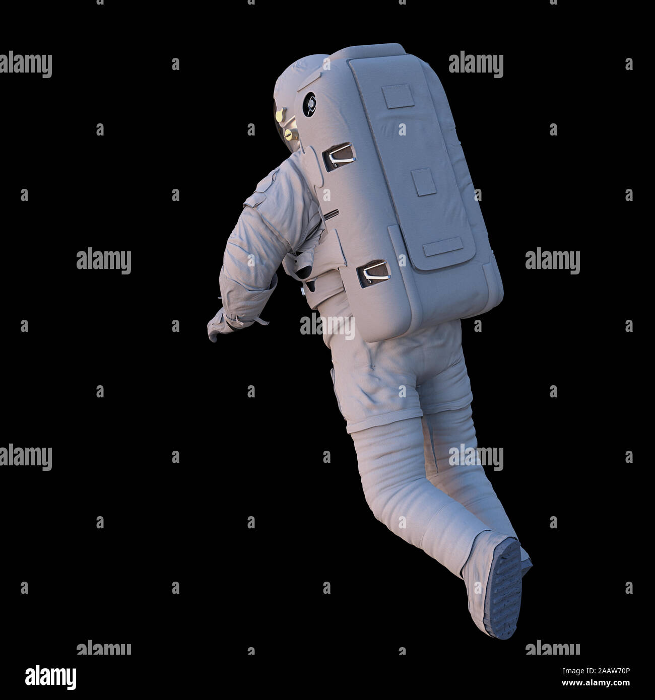 flying astronaut, back view, isolated on black background Stock Photo ...
