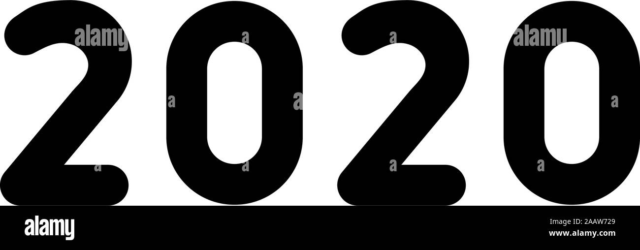 2020 text symbols New Year letters icon black color vector illustration ...