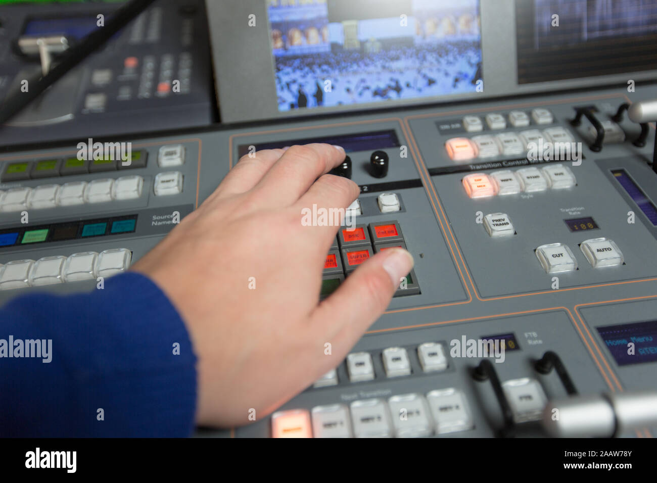 Broadcast studio video and audio switcher mixer Stock Photo - Alamy