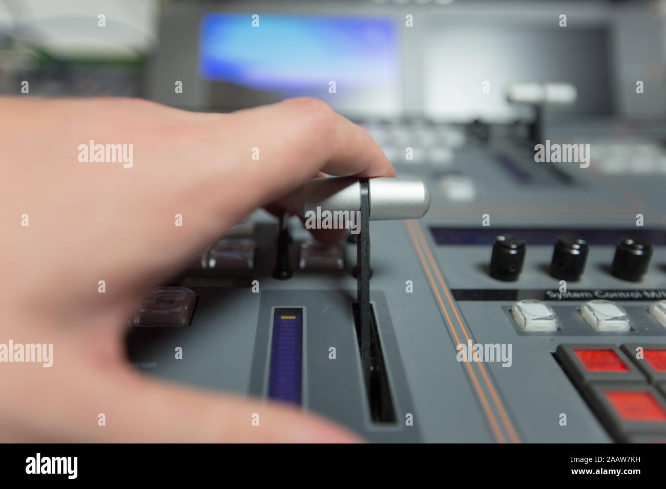 Broadcast studio video and audio switcher mixer Stock Photo - Alamy