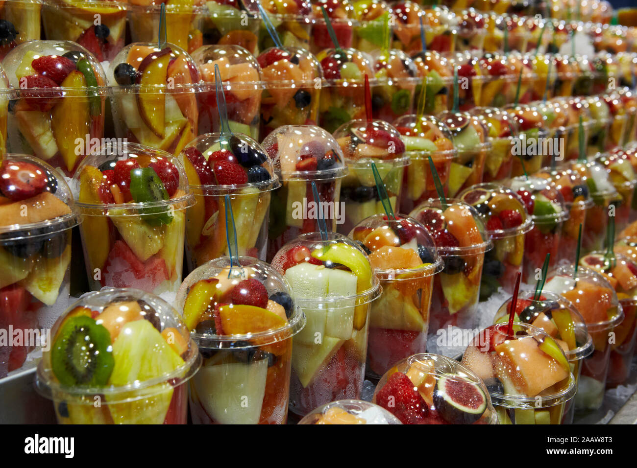 Fruit salad stall hi-res stock photography and images - Alamy