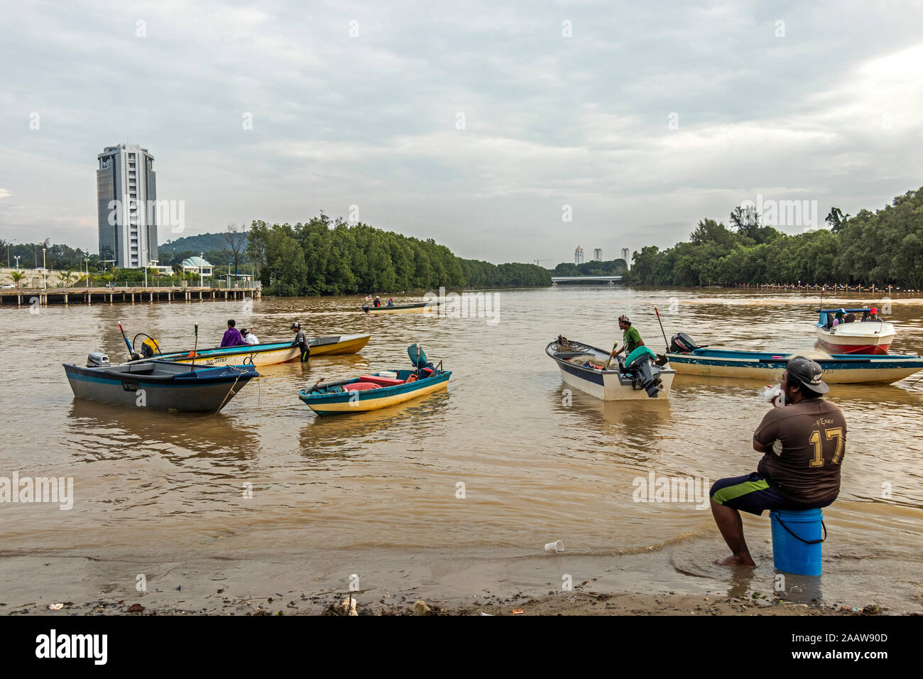 Fishing community and local community buying and selling fish near ...