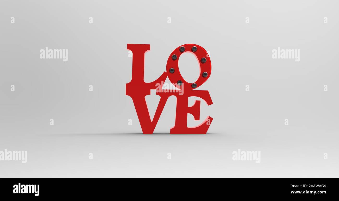 Red Love Text 3D Rendering Stock Photo - Alamy