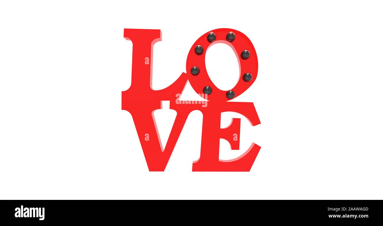 Red Love Text 3D Rendering Stock Photo - Alamy