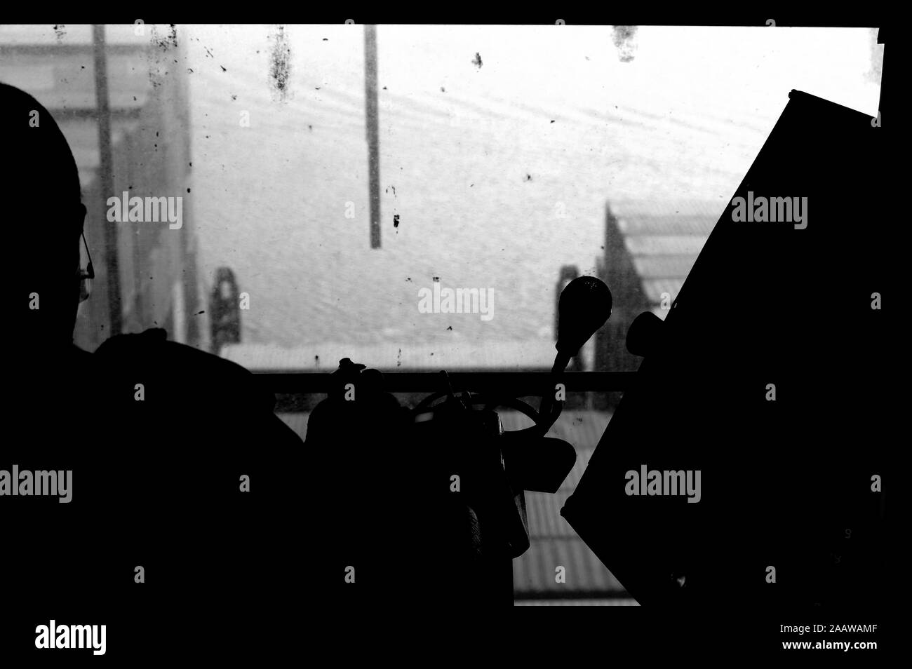 Gantry crane operator moving a sea container in the Port Stock Photo ...