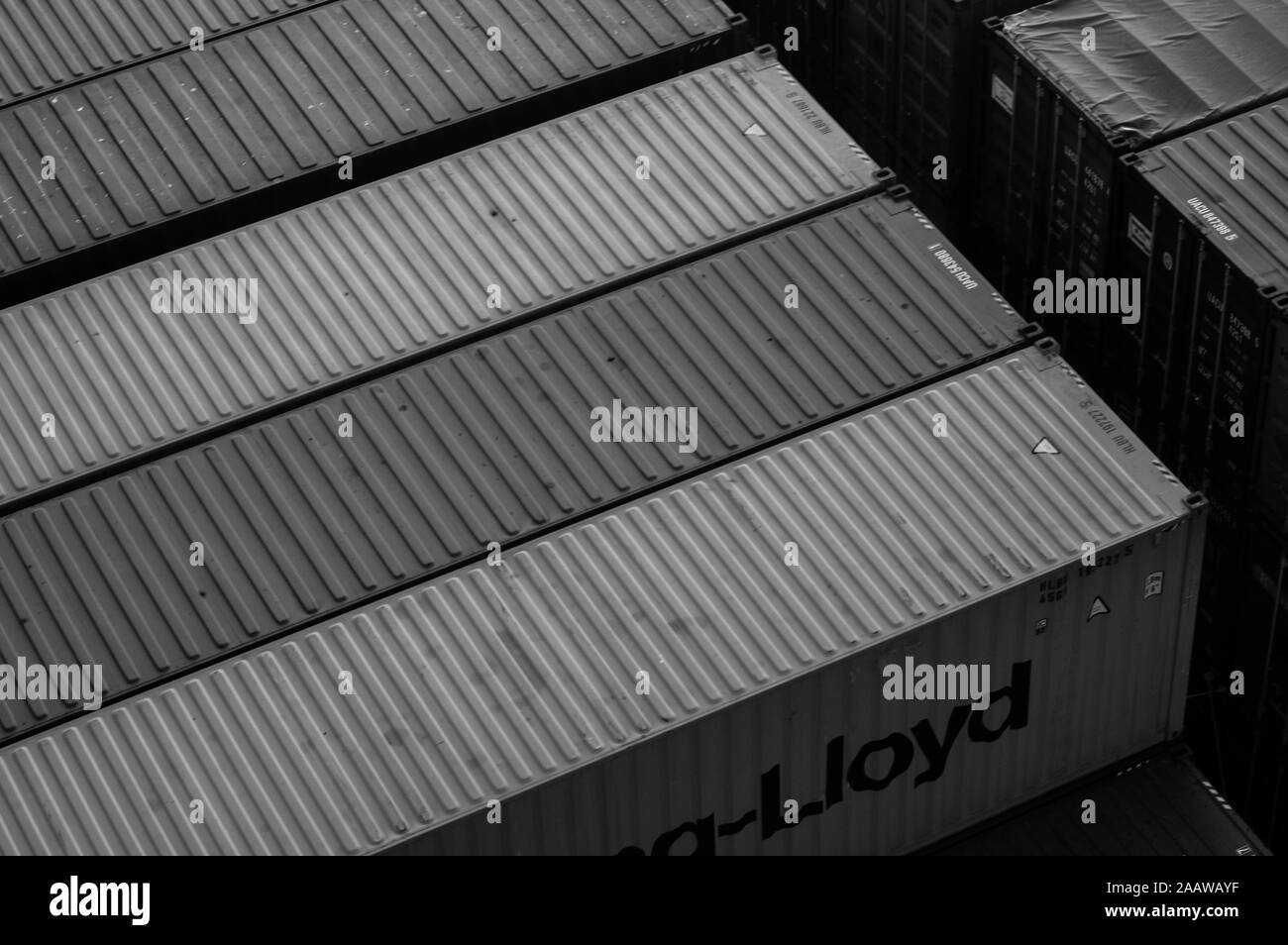 Freight shipping containers at the docks Stock Photo - Alamy