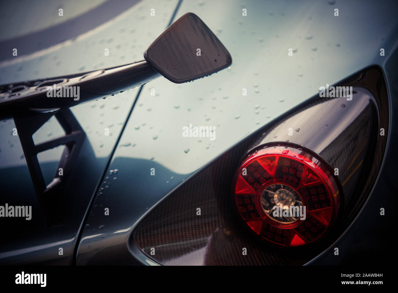 Color close up of the spoiler and rear lights of a sport car Stock ...