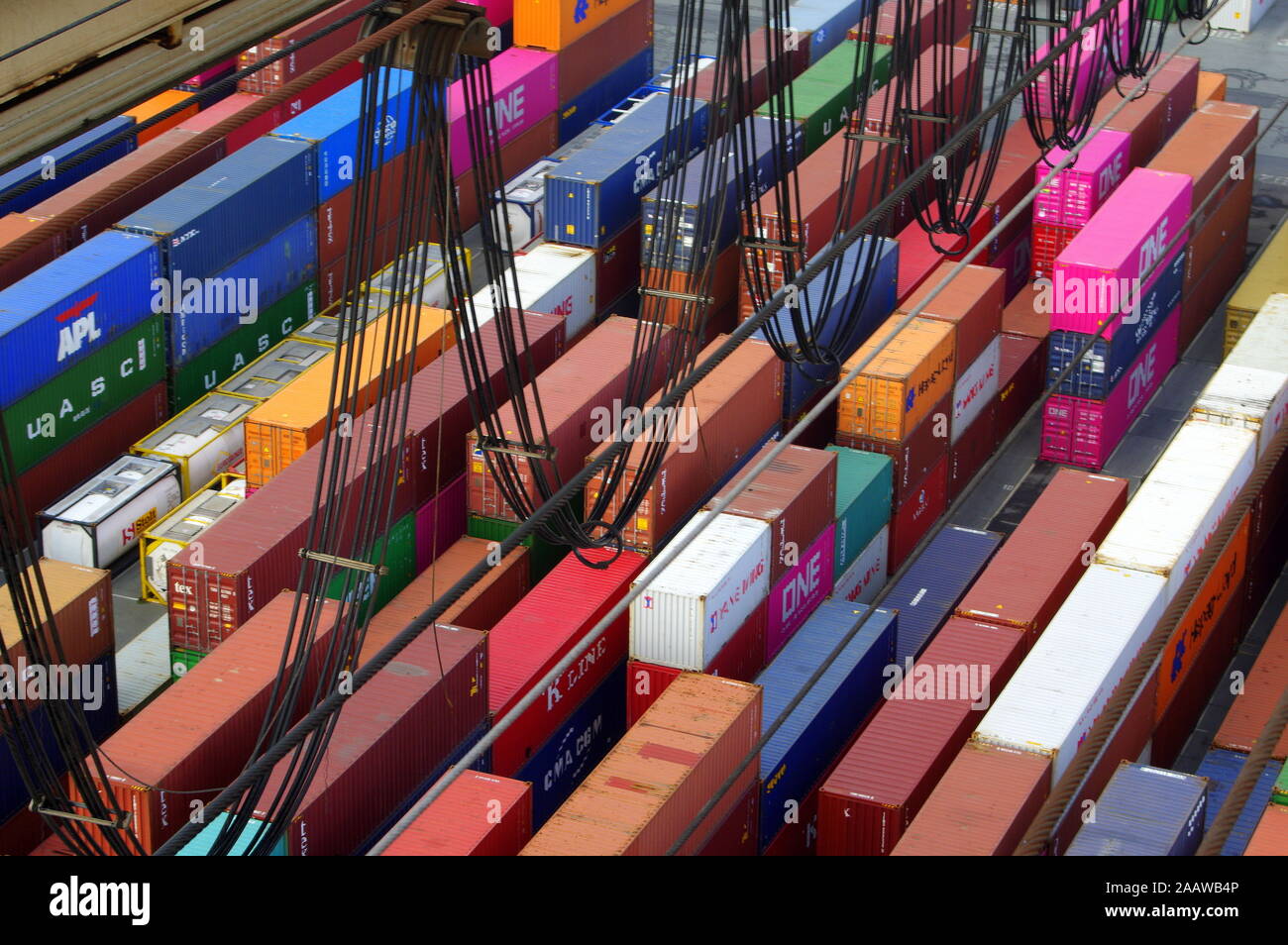Freight shipping containers at the docks Stock Photo - Alamy