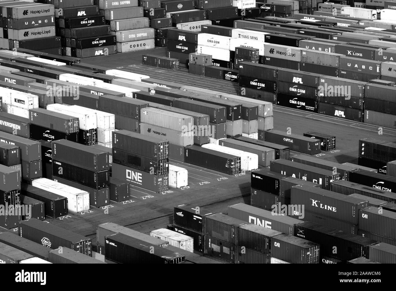 Freight shipping containers at the docks Stock Photo - Alamy