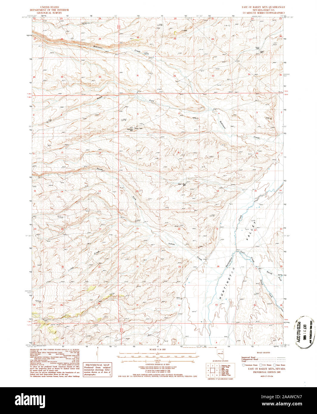 USGS TOPO Map Nevada NV East of Bailey Mtn 318647 1985 24000 ...