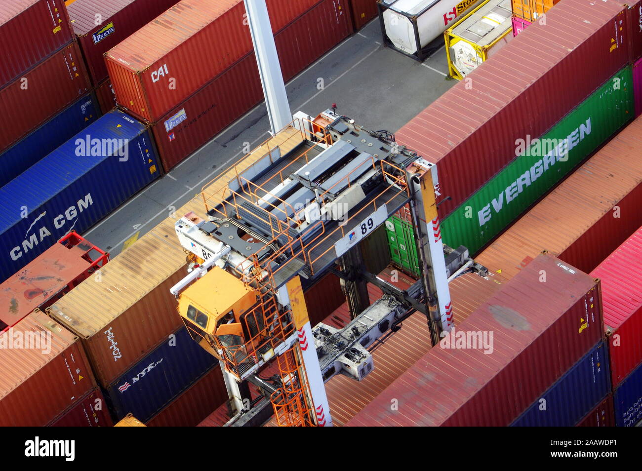 Freight shipping containers at the docks Stock Photo - Alamy