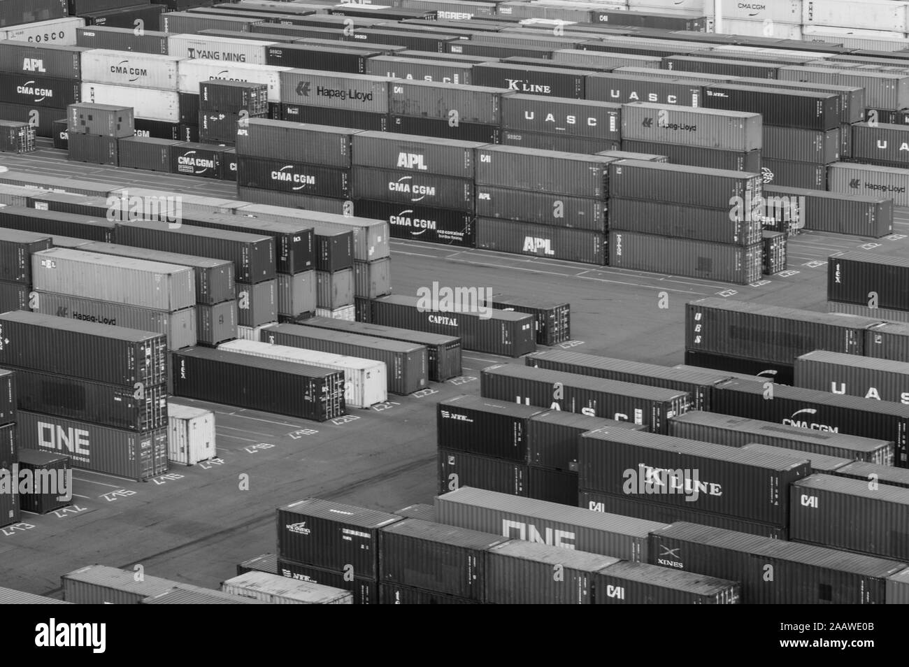 Freight shipping containers at the docks Stock Photo - Alamy
