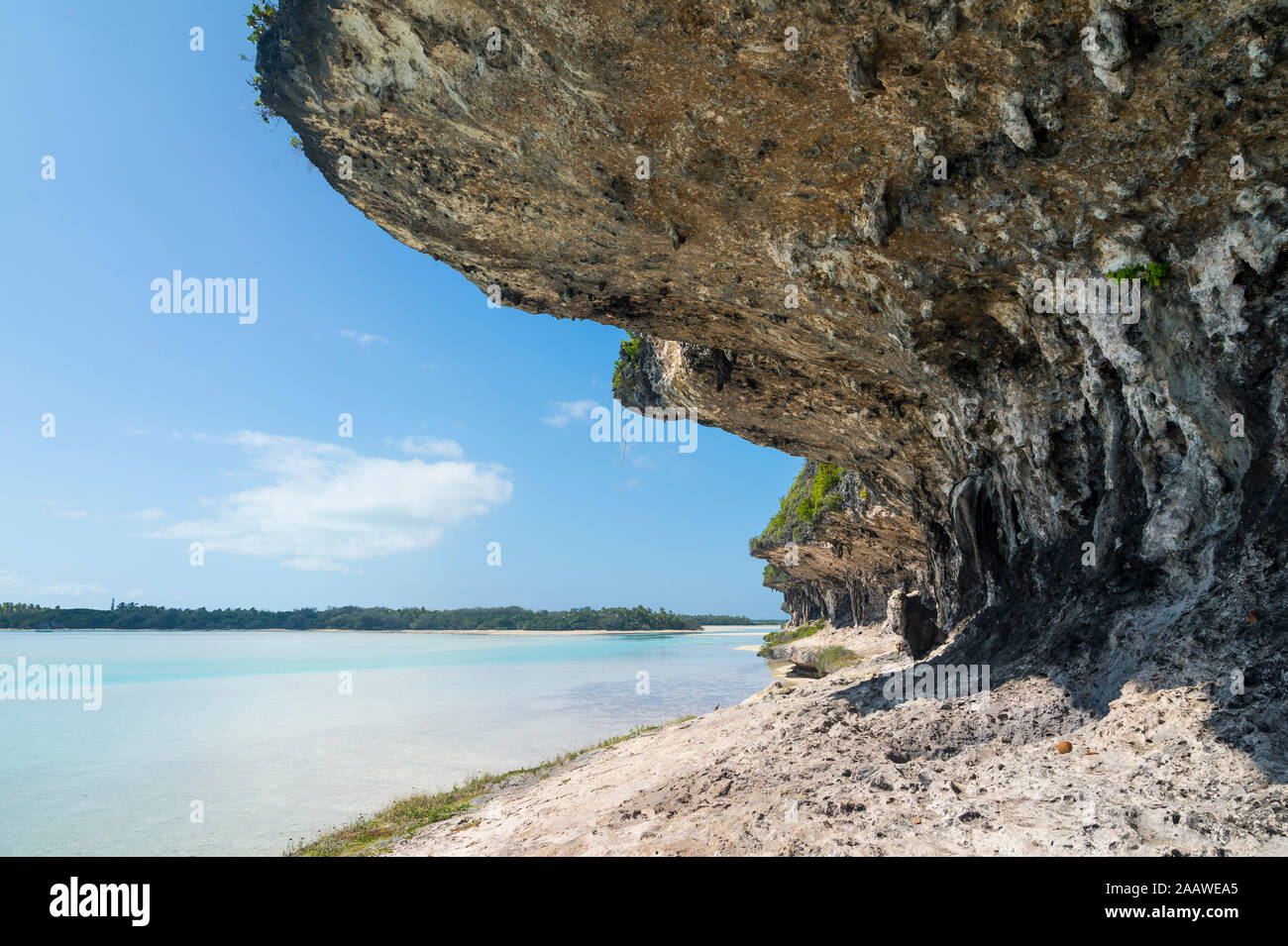 The grey Lekiny cliffs, Ouvea, Loyalty Islands, New Caledonia Stock ...