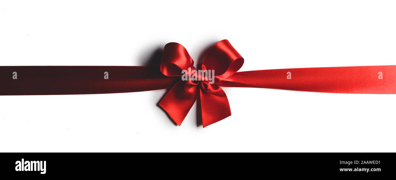 Elegant satin red ribbon bow isolated on white background Stock Photo ...