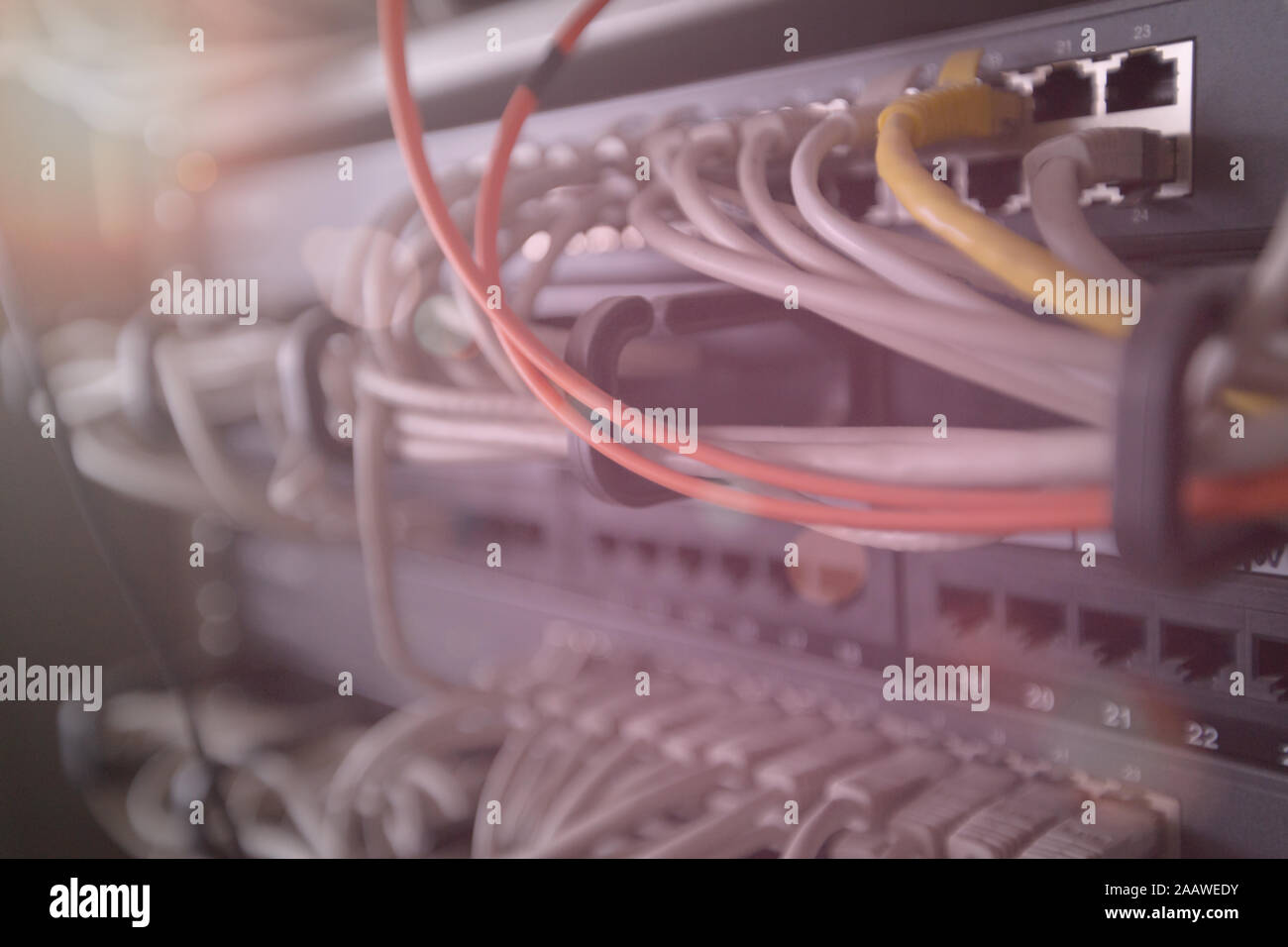 Server rack with Servers and cables Stock Photo - Alamy