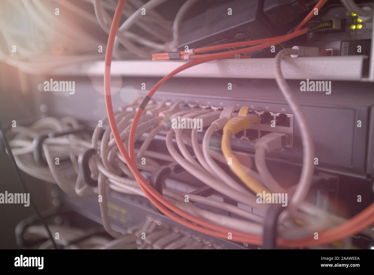 Server rack with Servers and cables Stock Photo - Alamy