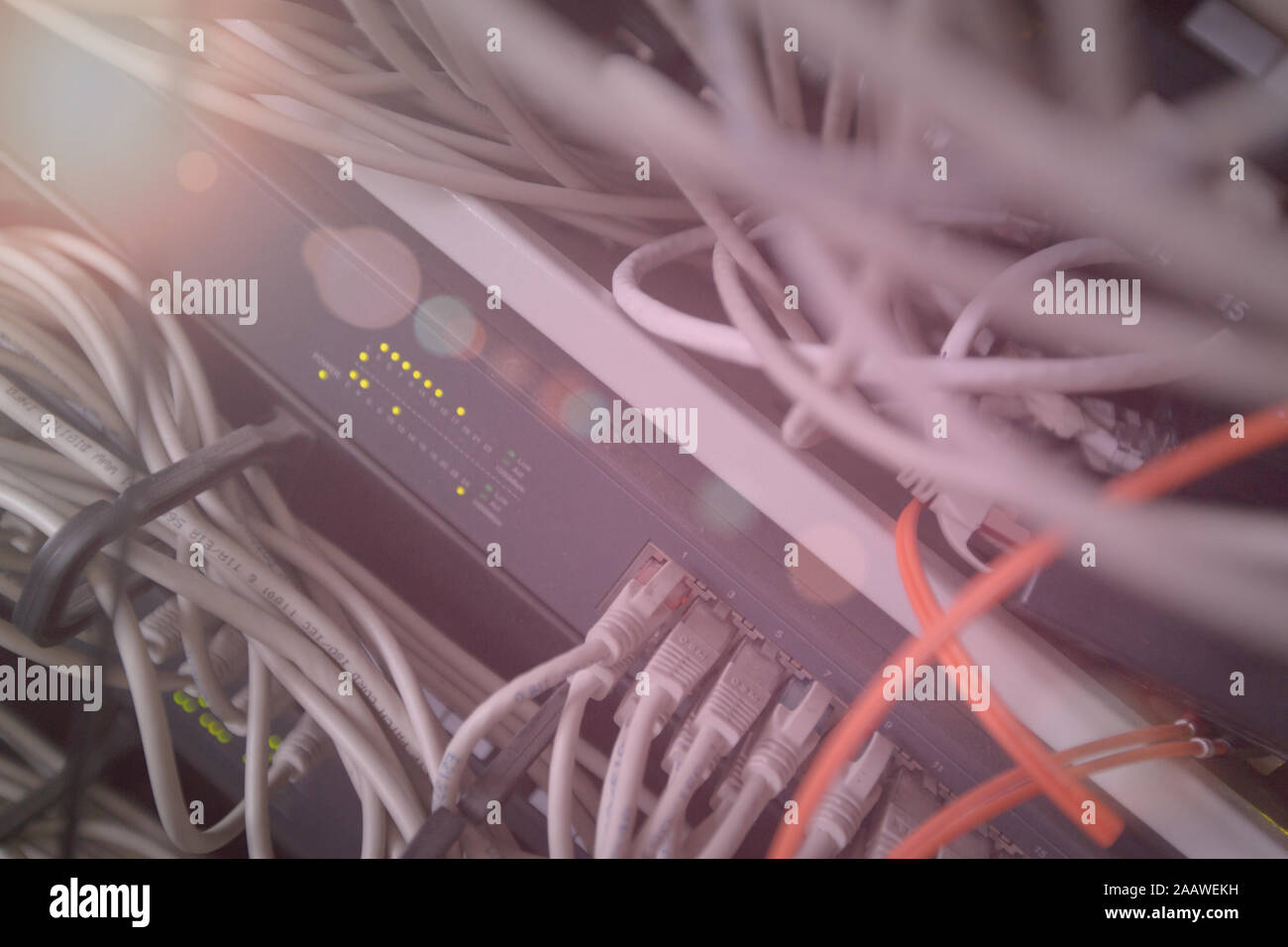 Server rack with Servers and cables Stock Photo - Alamy