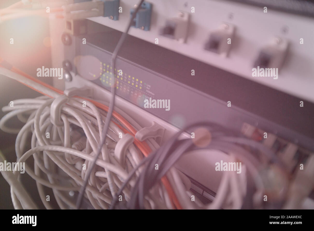Server rack with Servers and cables Stock Photo - Alamy