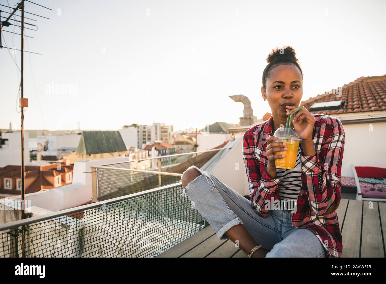 Beautiful woman balcony drinking alcohol hi-res stock photography and ...