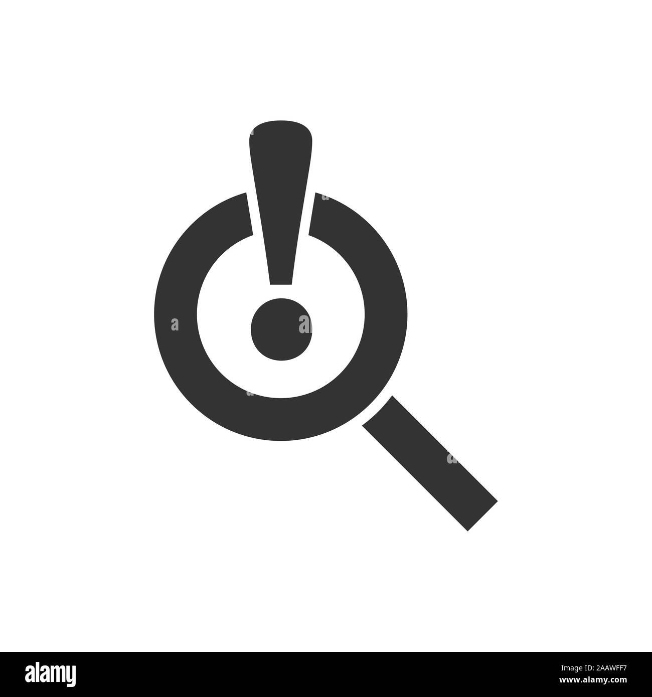 Risk analysis icon in flat style. Exclamation magnifier vector ...