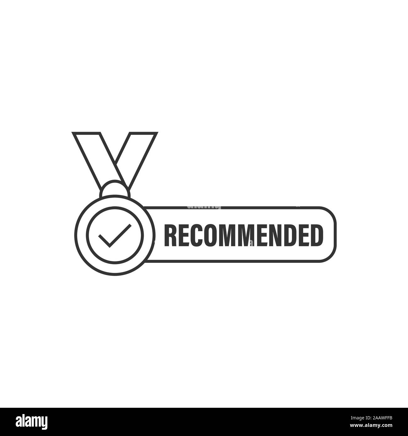 Recommend icon in flat style. Check mark medal vector illustration on ...