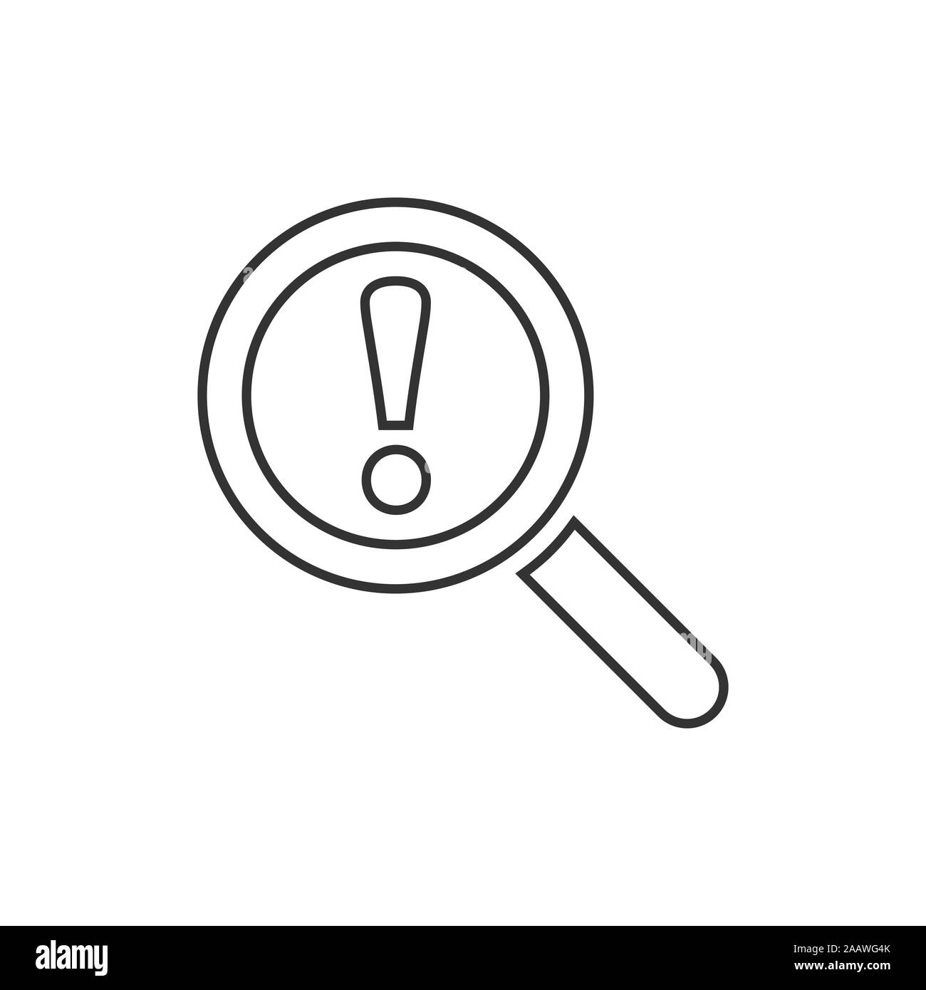 Risk analysis icon in flat style. Exclamation magnifier vector ...