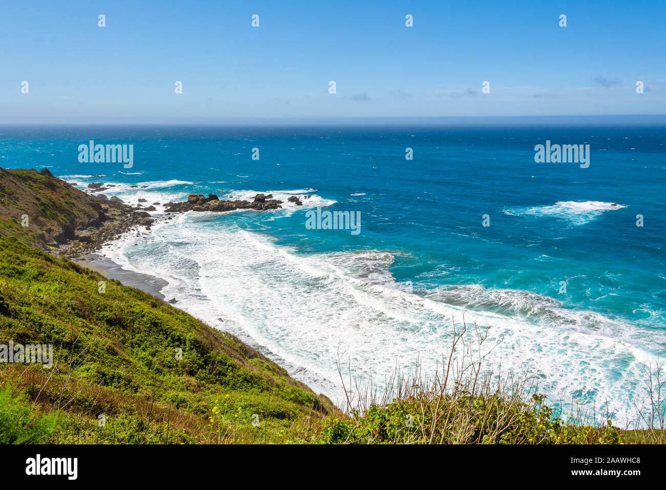 The Pacific coast and ocean at Big Sur region. California landscape ...