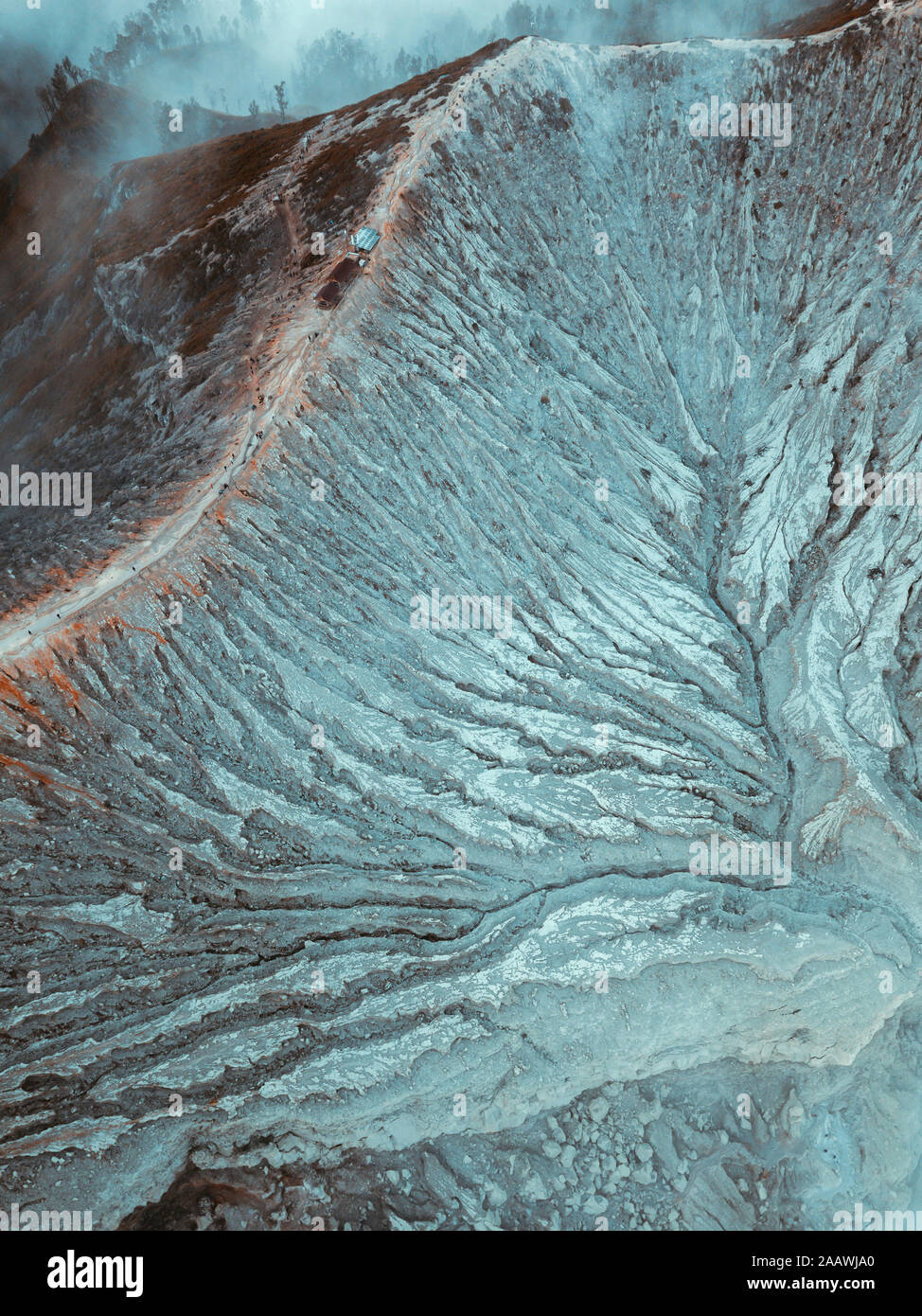 Indonesia, Java, Aerial view of rock formation along ridge of Ijen ...
