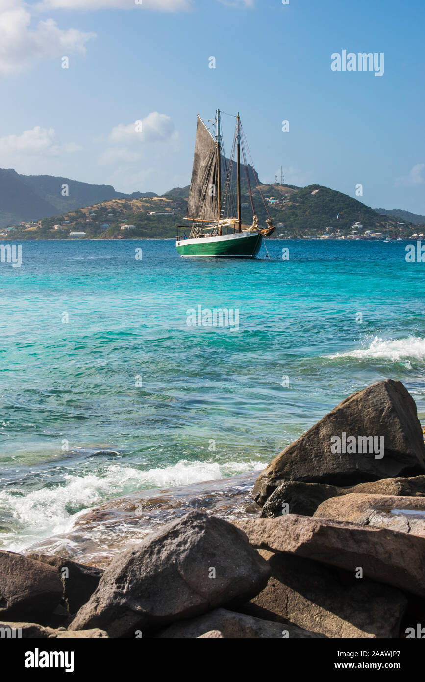 Historic Scaramouche sailing in sea featured in Pirates of the ...