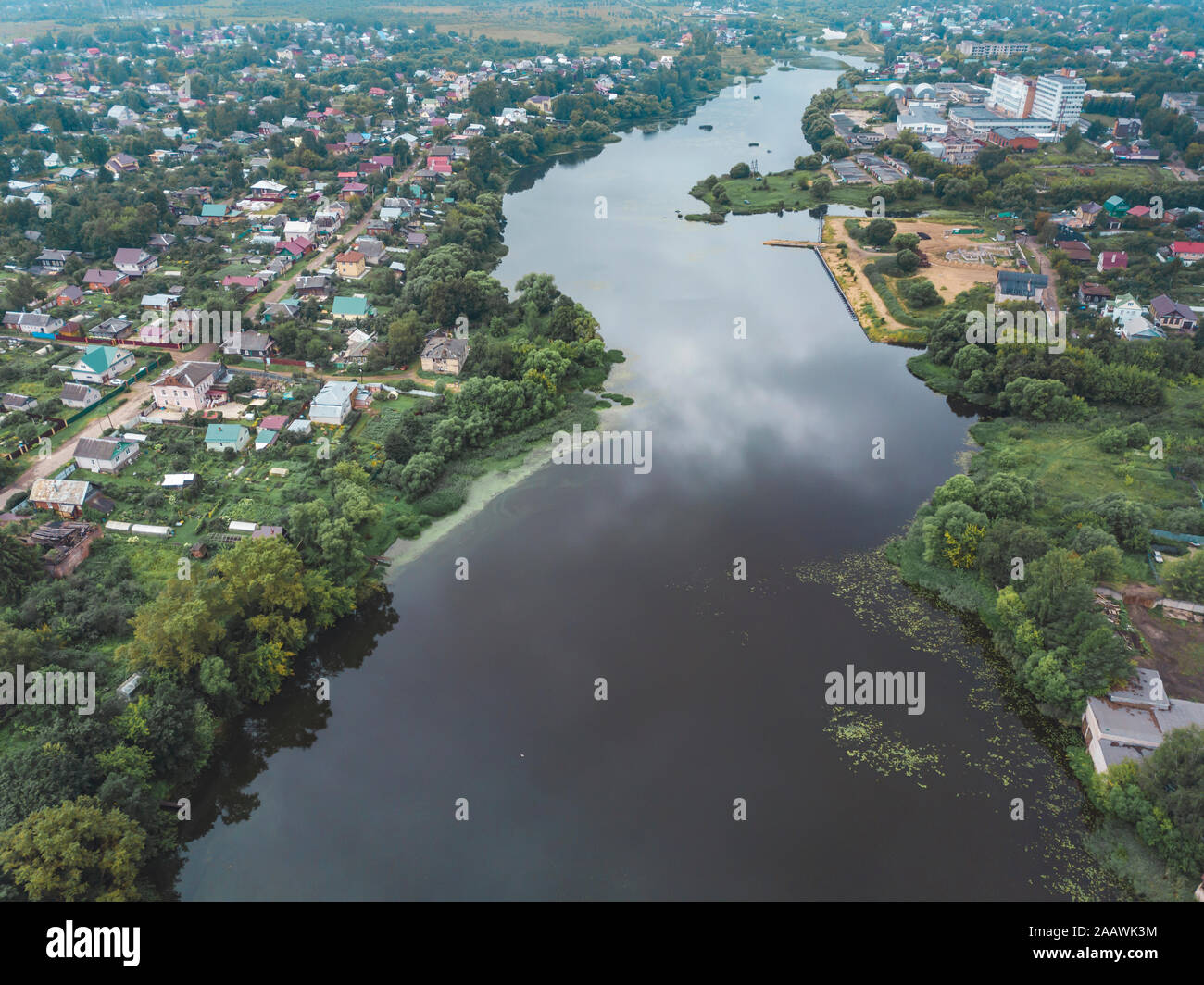 Aerial view of Volga river amidst land, Moscow, Russia Stock Photo - Alamy