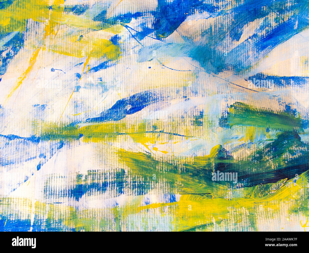 The smudge of paints on canvas that is used to cover the floor while ...