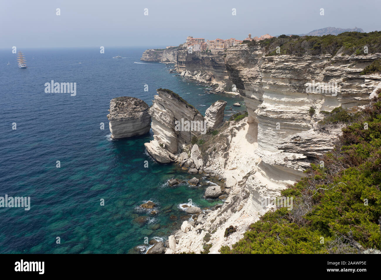 Bonifacio on White Limestone Cliffs at Corsica, France Stock Photo - Alamy