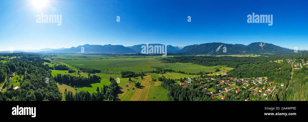 Panoramic view of Murnauer Moos in Upper Bavaria, Germany Stock Photo ...