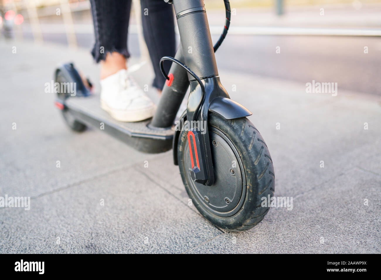 Front wheel of electric scooter Stock Photo - Alamy