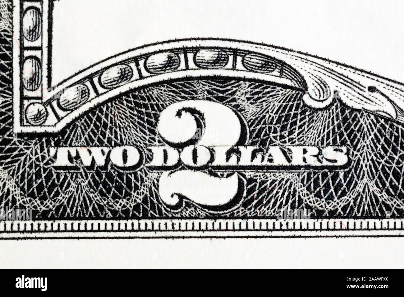 A close of a two dollars bill. Deatail photo of US money Stock Photo ...
