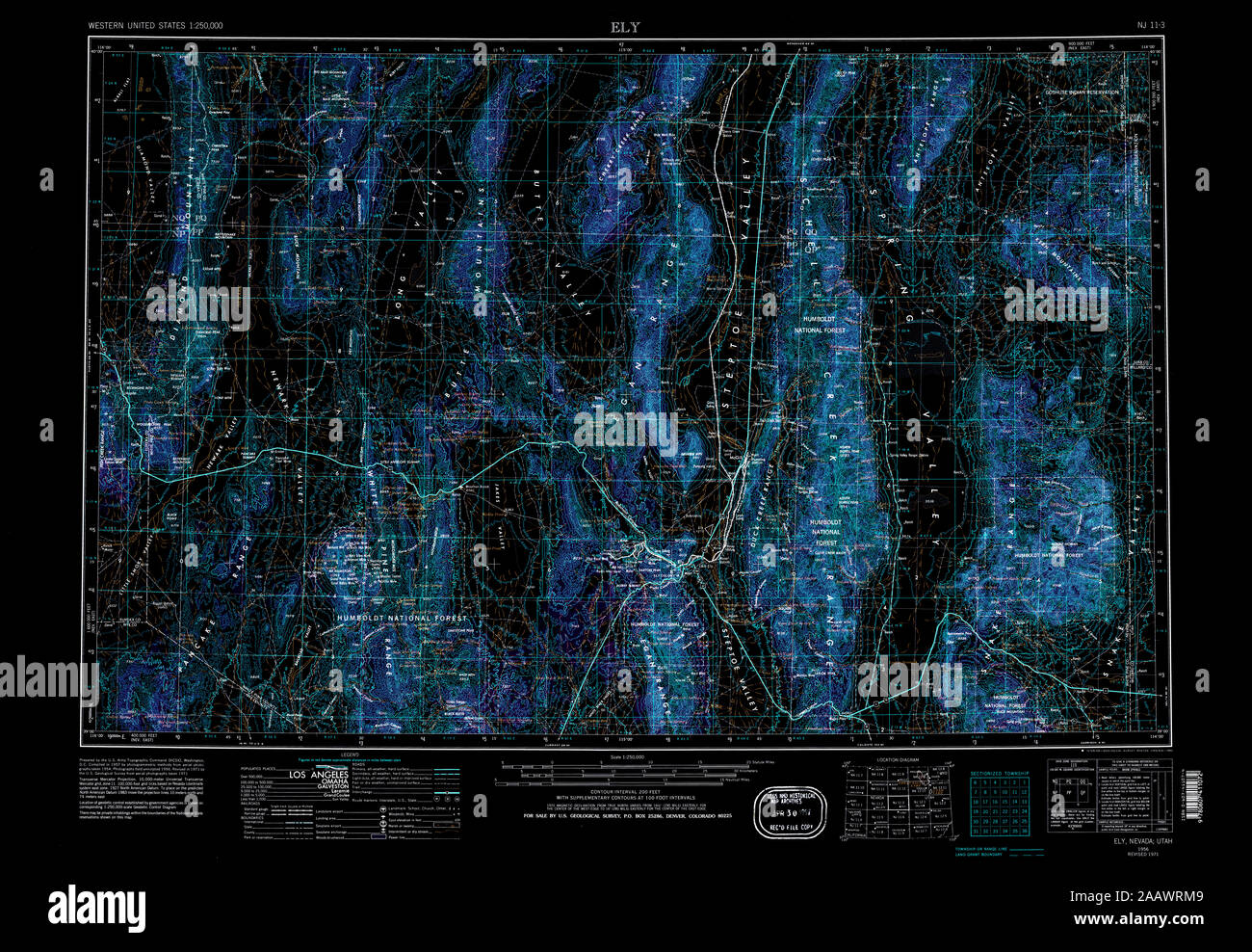 USGS TOPO Map Nevada NV Ely 321673 1956 250000 Inverted Restoration ...