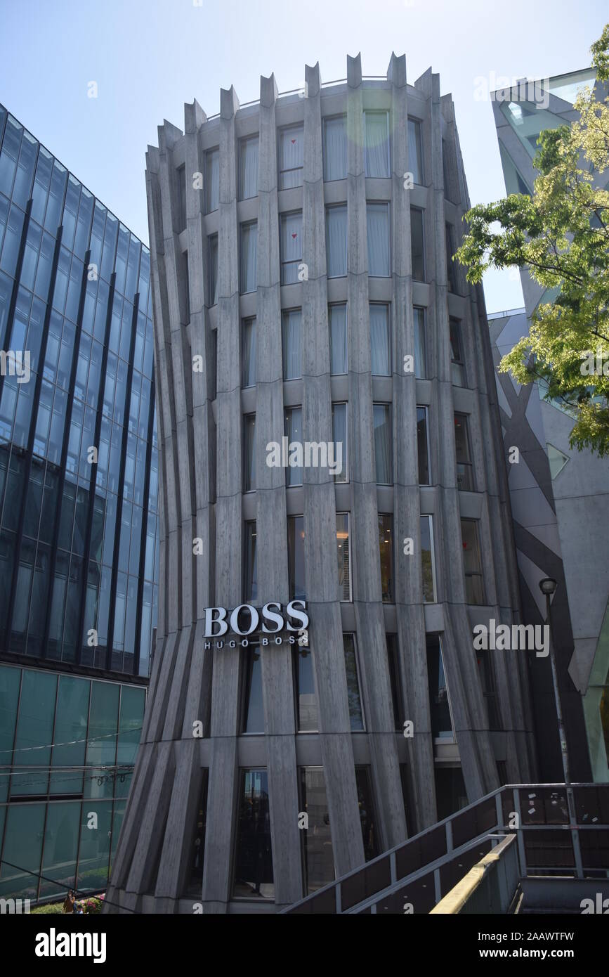 The exterior of Boss flagship store in Omotesando district in Tokyo ...