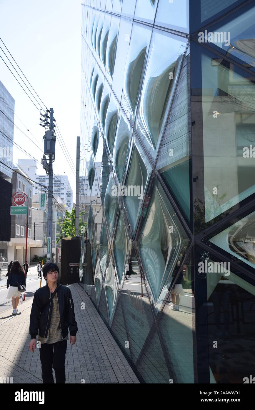 The exterior of Prada store designed by the famous architects Herzog ...