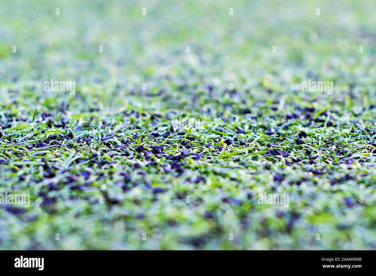 Texture of plastic artificial grass and the rubber pellets on school ...