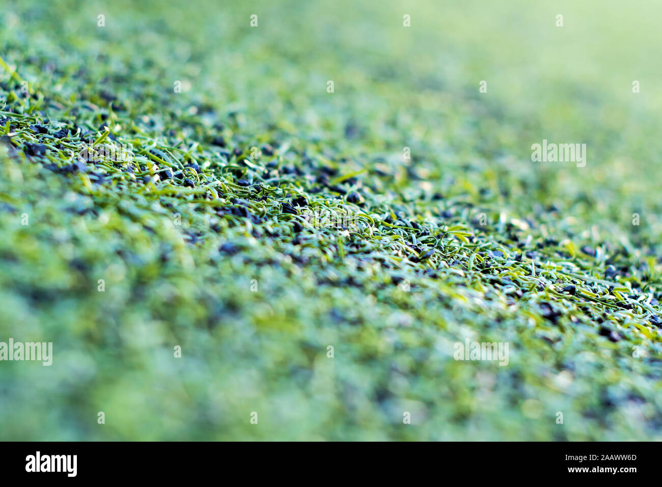 Texture of plastic artificial grass and the rubber pellets on school ...