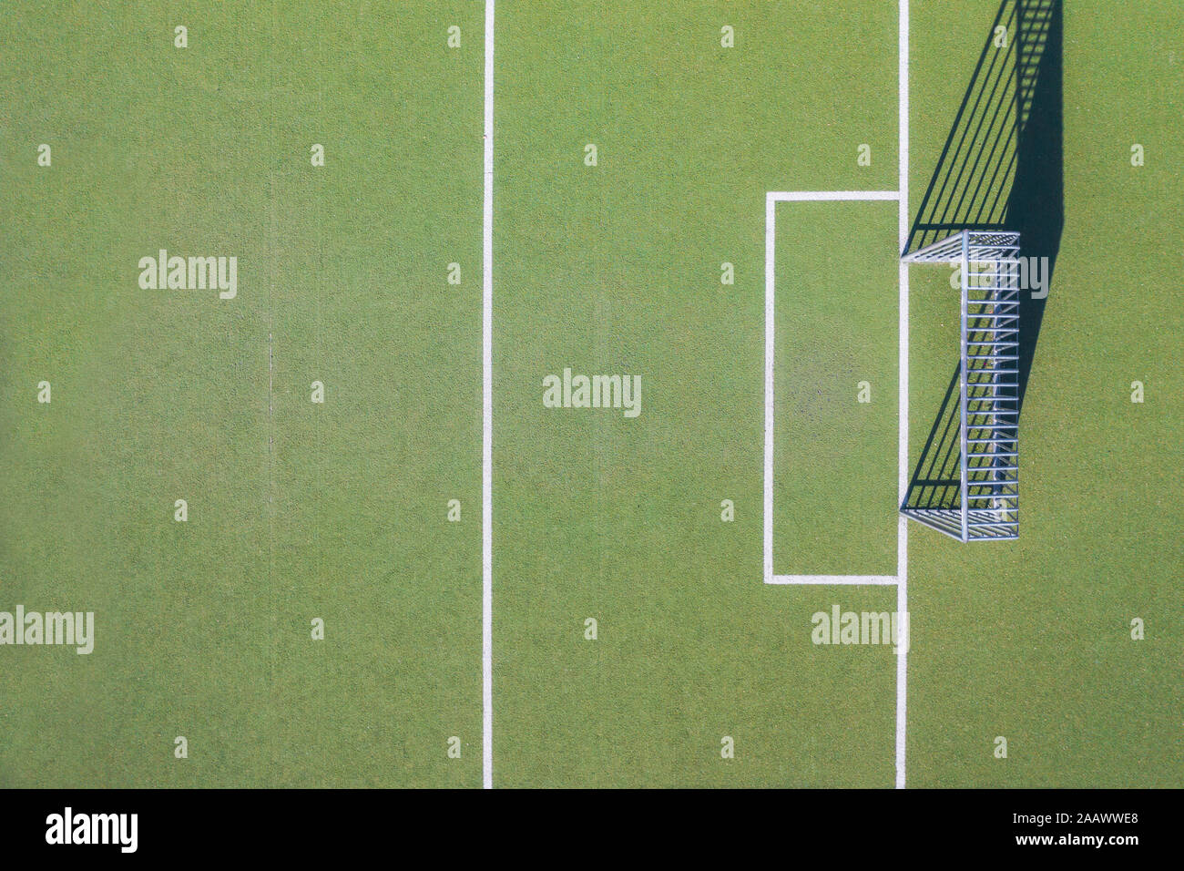 Drone shot of soccer field Stock Photo - Alamy